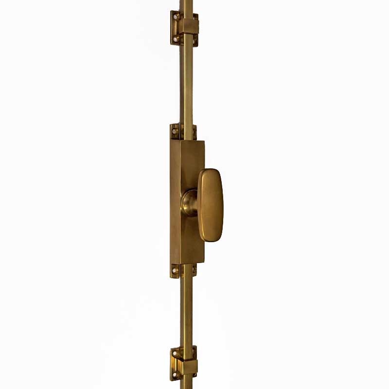 Aston Narrow Cremone Bolt with Classic T Knob Antique Brass Unlacquered ...