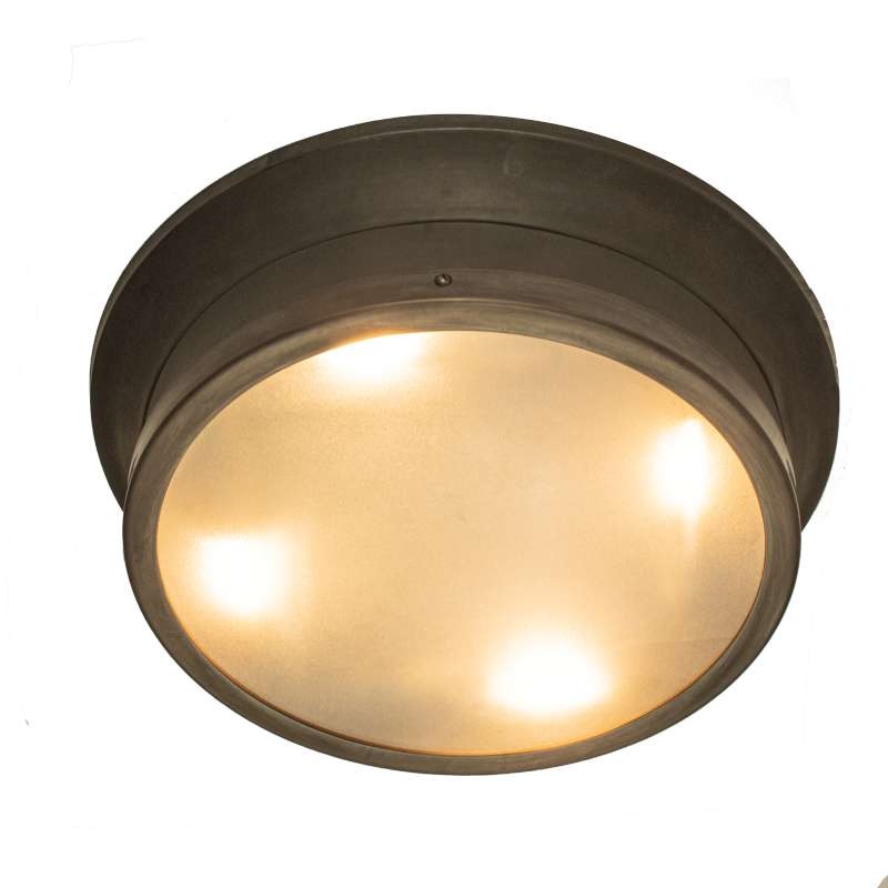 Deco Large Round Bulkhead Light IP44 Antique Brass - Broughtons ...