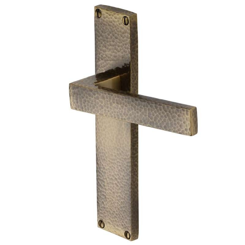Heritage Delta Hammered Latch Door Handles Antique Brass Lacquered ...