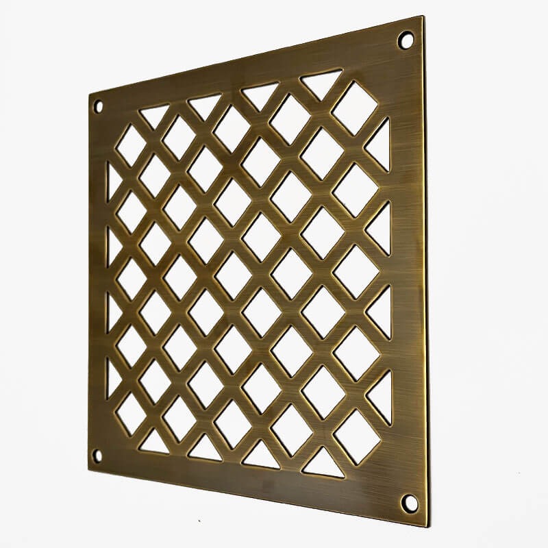 Diamond Pattern Air Vent Cover 6"x 6" Antique Brass Unlacquered ...