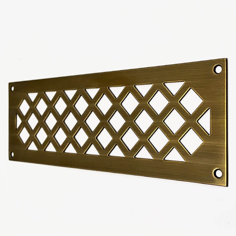 Diamond Pattern Air Vent Cover 9"x 3" Antique Brass Unlacquered ...