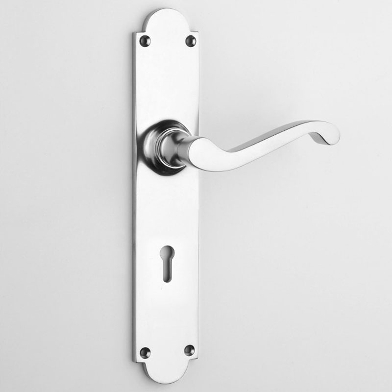 Aston Plain Scroll Handle Lock Plate Polished Chrome - Broughtons ...