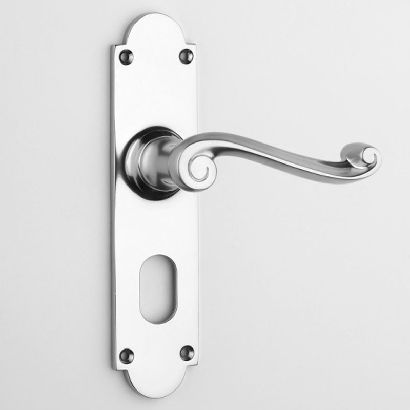 Aston Scroll Handle Oval Profile Lock Plate Polished Chrome ...
