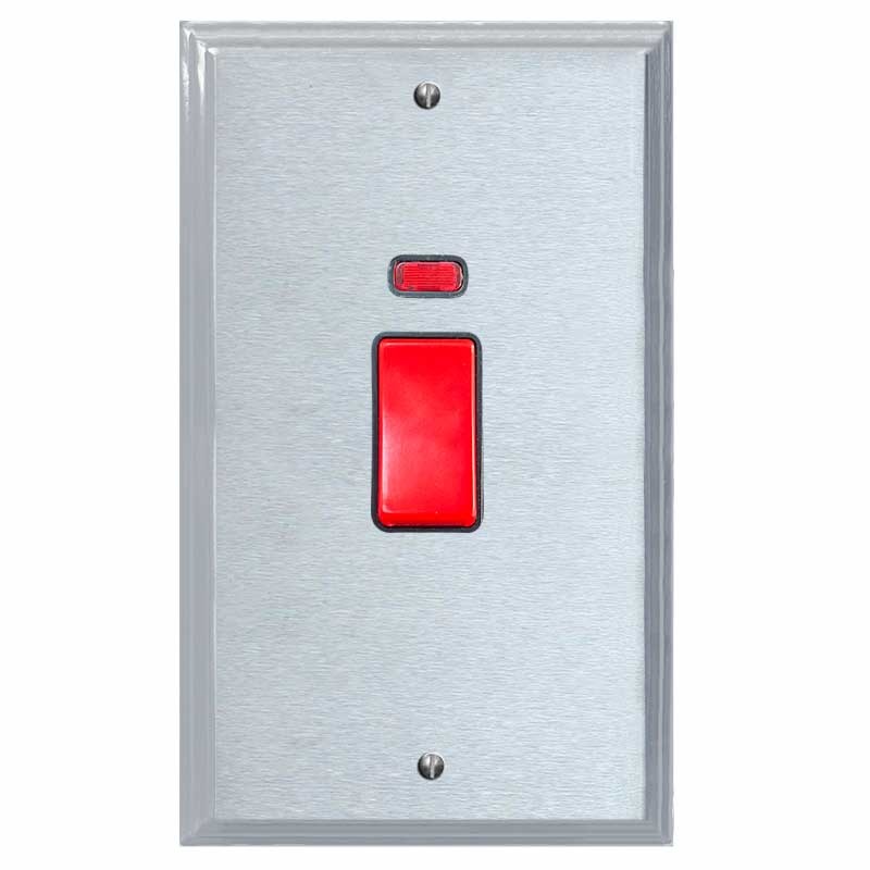 Edwardian Vertical Cooker Switch Satin Chrome & Black Trim - Broughtons ...