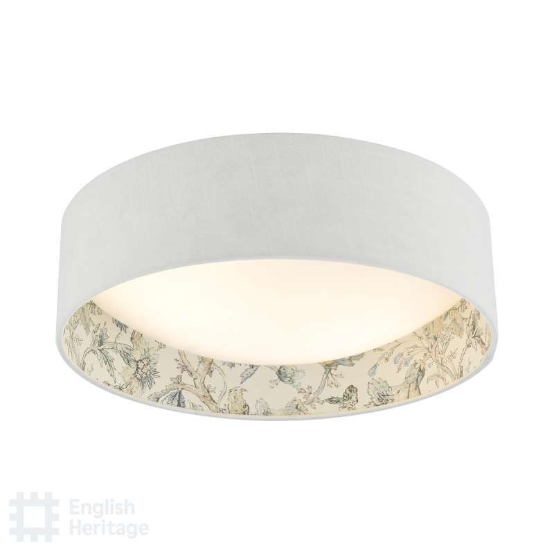 Delft Flush Ceiling Light Ivory Patterned Shade - Broughtons Lighting ...