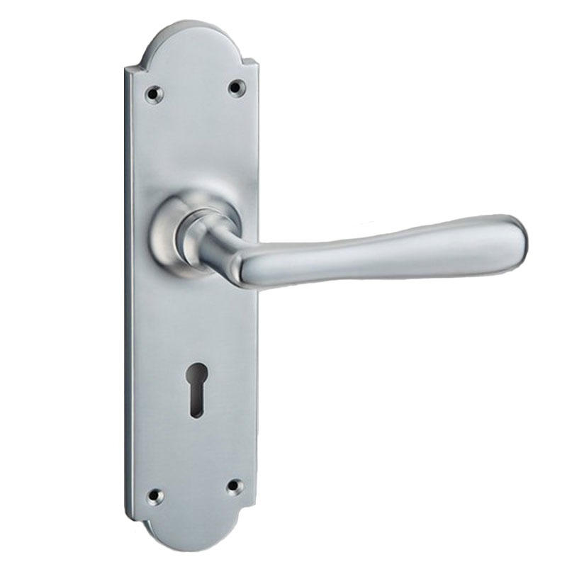 Ellis Lock Door Handles Satin Chrome - Broughtons Lighting & Ironmongery