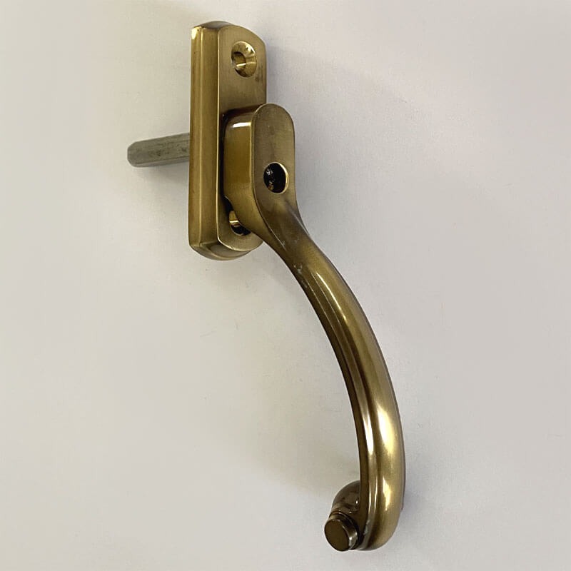 Aston Espagnolette Window Handle RH Antique Brass Unlacquered - Broughtons Lighting & Ironmongery