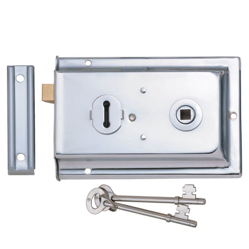 Rim Lock 6" Reversible Chrome - Broughtons Lighting & Ironmongery