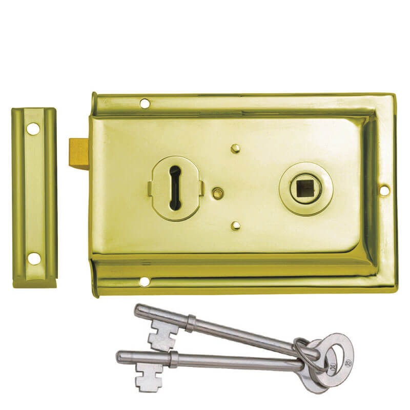 Rim Lock 6" Reversible Brass Lacquered - Broughtons Lighting & Ironmongery