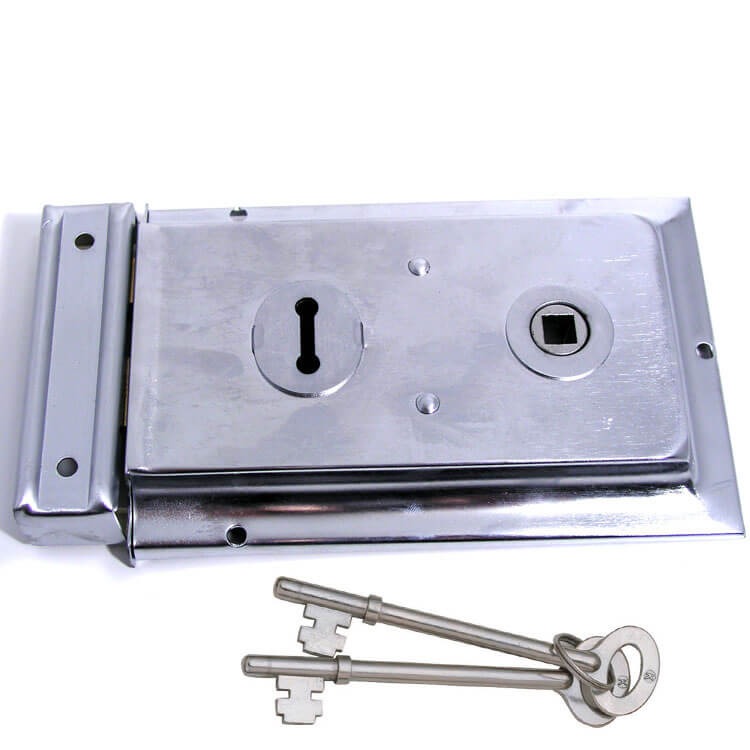 Rim Lock 6" Reversible Satin Chrome - Broughtons Lighting & Ironmongery