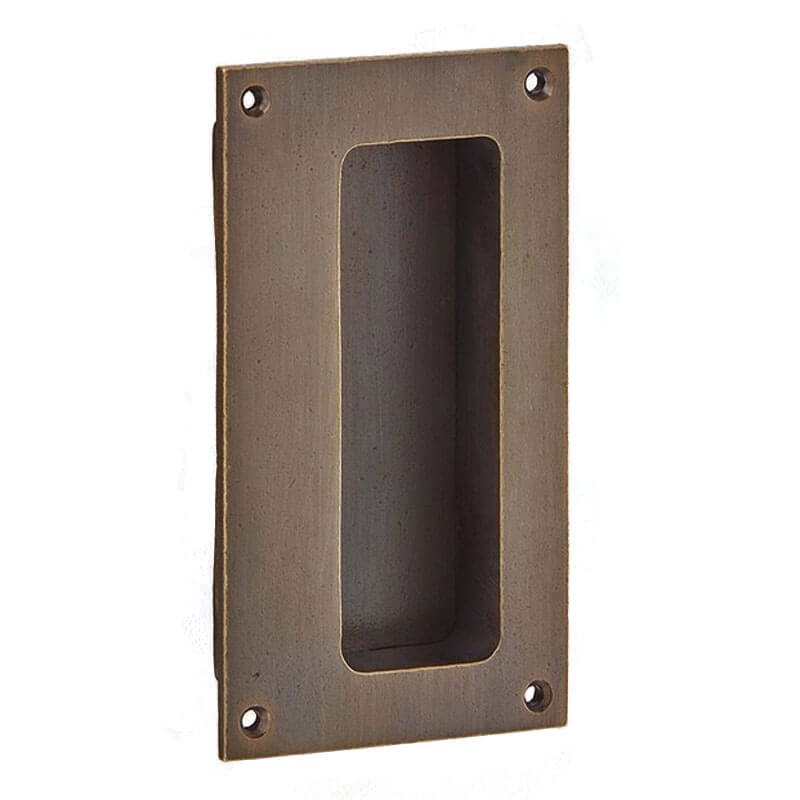 Flush Pull with Finger Recess Distressed Antique Brass - Broughtons ...