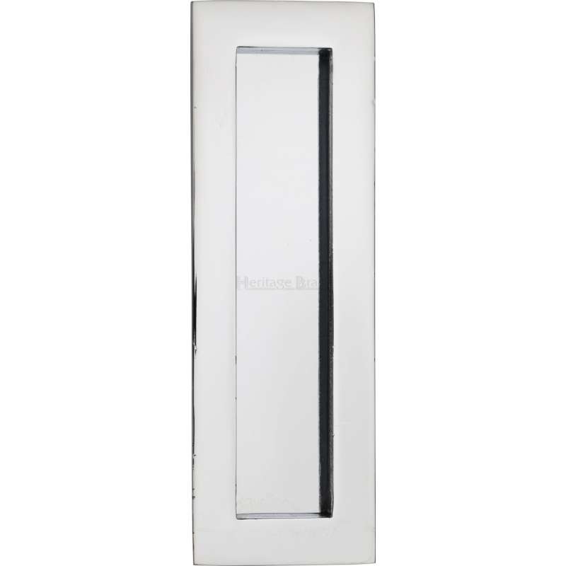 Heritage Rectangular Flush Door Pull C1855 175mm Polished Chrome - Broughtons Lighting & Ironmongery