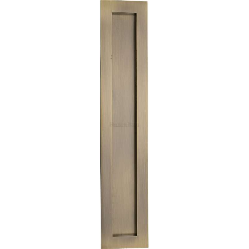 Heritage Rectangular Flush Door Pull C1855 175mm Antique Brass - Broughtons Lighting & Ironmongery