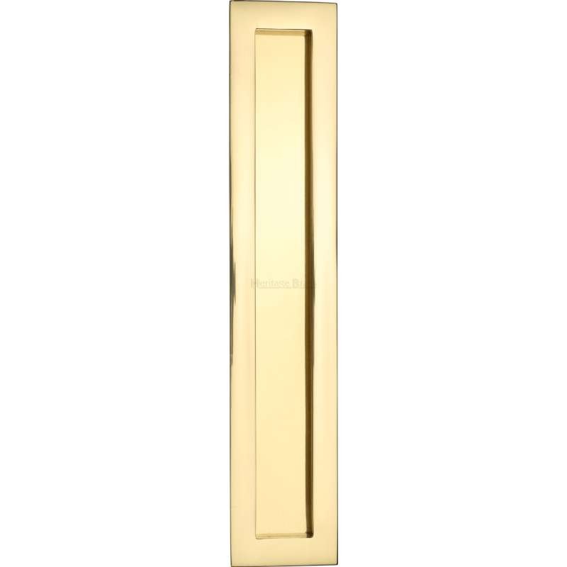 Heritage Rectangular Flush Door Pull C1855 300mm Polished Brass - Broughtons Lighting & Ironmongery
