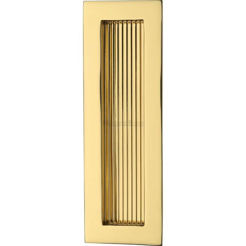 Heritage Rectangular Reeded Flush Pull C1865 175mm Polished Brass - Broughtons Lighting ...
