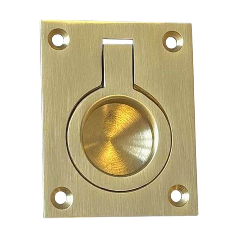 Flush Ring Handle Satin Brass 64x50mm - Broughtons Lighting & Ironmongery