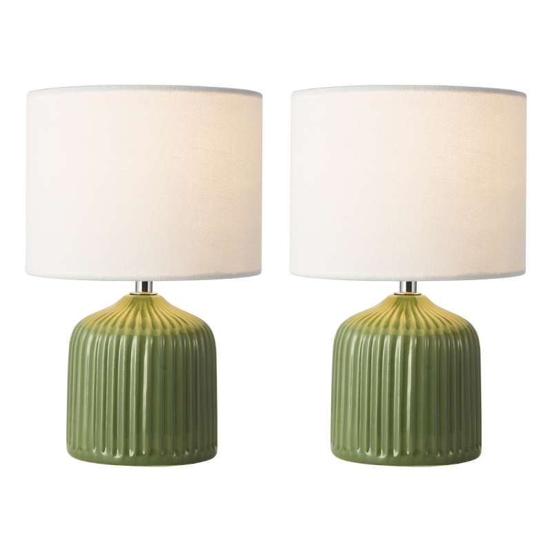 Gigi Twin Pack Table Lamps Green - Broughtons Lighting & Ironmongery