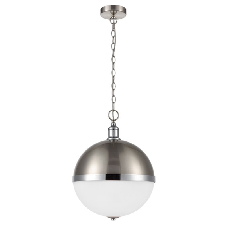 Hemisphere Large Pendant Light Satin Nickel & Chrome - Broughtons ...