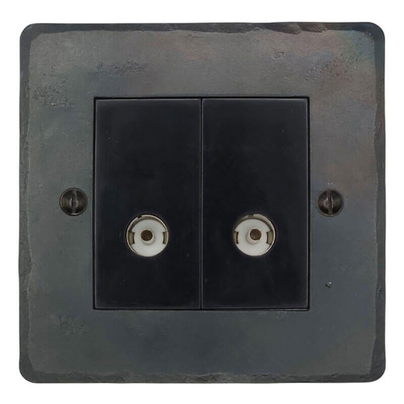 Hand Forged TV Socket Outlet 2 Gang Waxed - Broughtons Lighting ...