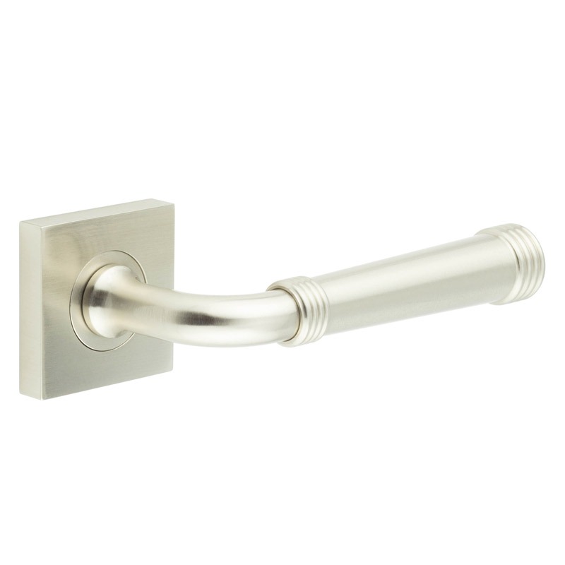 Highgate Door Handle on Square Plain Rose Satin Nickel - Broughtons ...
