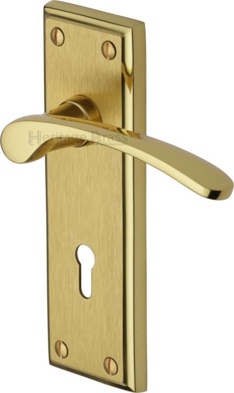 Heritage Hilton Door Lock Handles HIL8600 Satin & Polished Brass ...