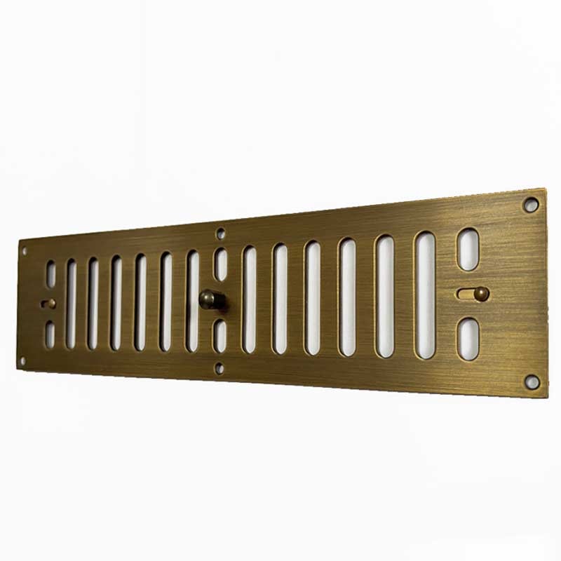Hit and Miss Air Vent Cover 12" x 3" Antique Brass Unlacquered ...