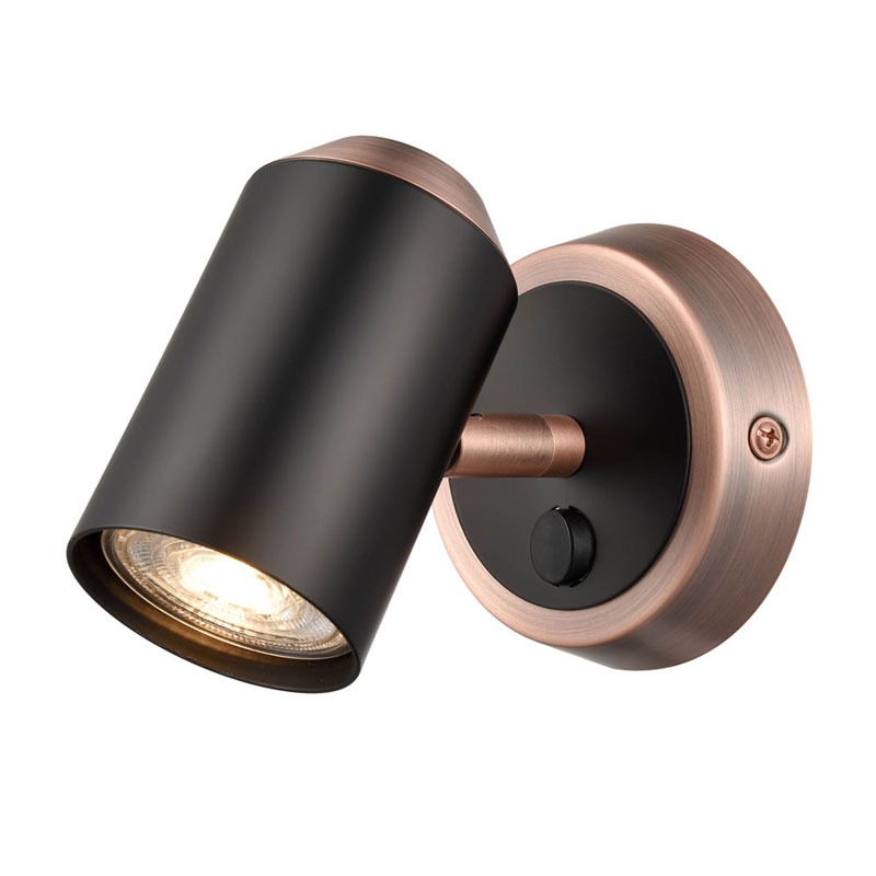 Hollywood Single Spotlight Matt Black & Brushed Copper - Broughtons ...