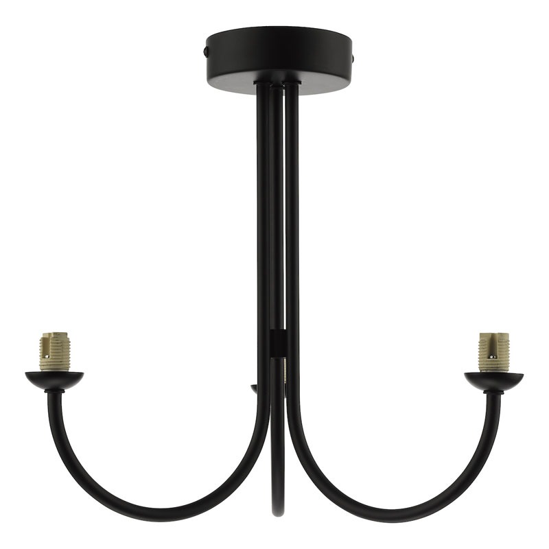 Jared 3 Light Semi Flush Pendant Black - Broughtons Lighting & Ironmongery