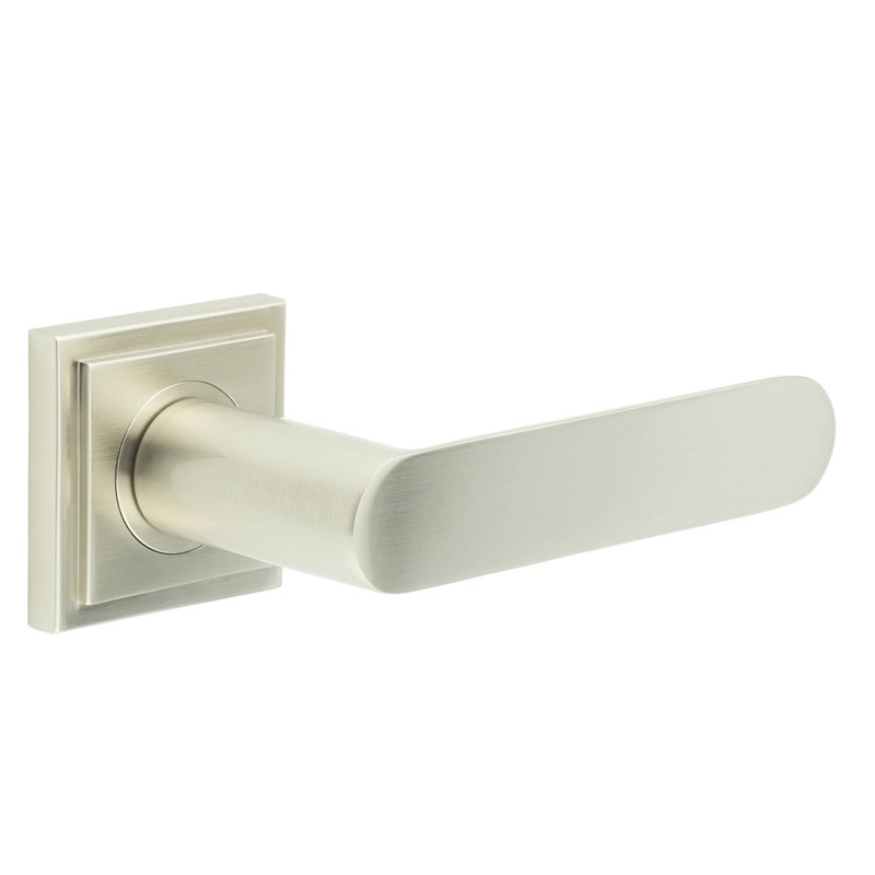 Kensington Door Handle on Square Stepped Rose Satin Nickel - Broughtons ...