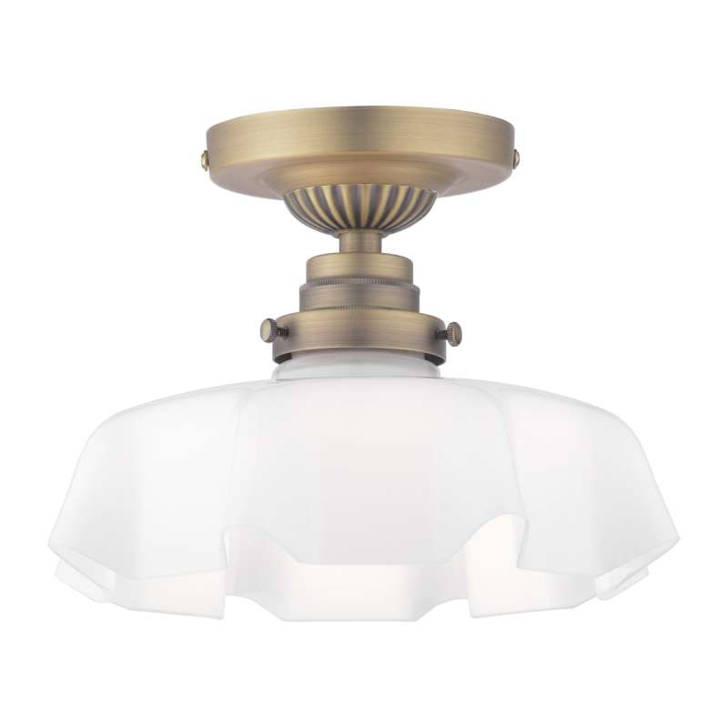 Laura Ashley Banham Semi Flush Ceiling Light Antique Brass - Broughtons ...