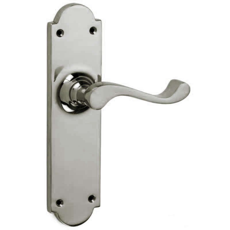 Lincoln Door Latch Handle Polished Nickel - Broughtons Lighting ...