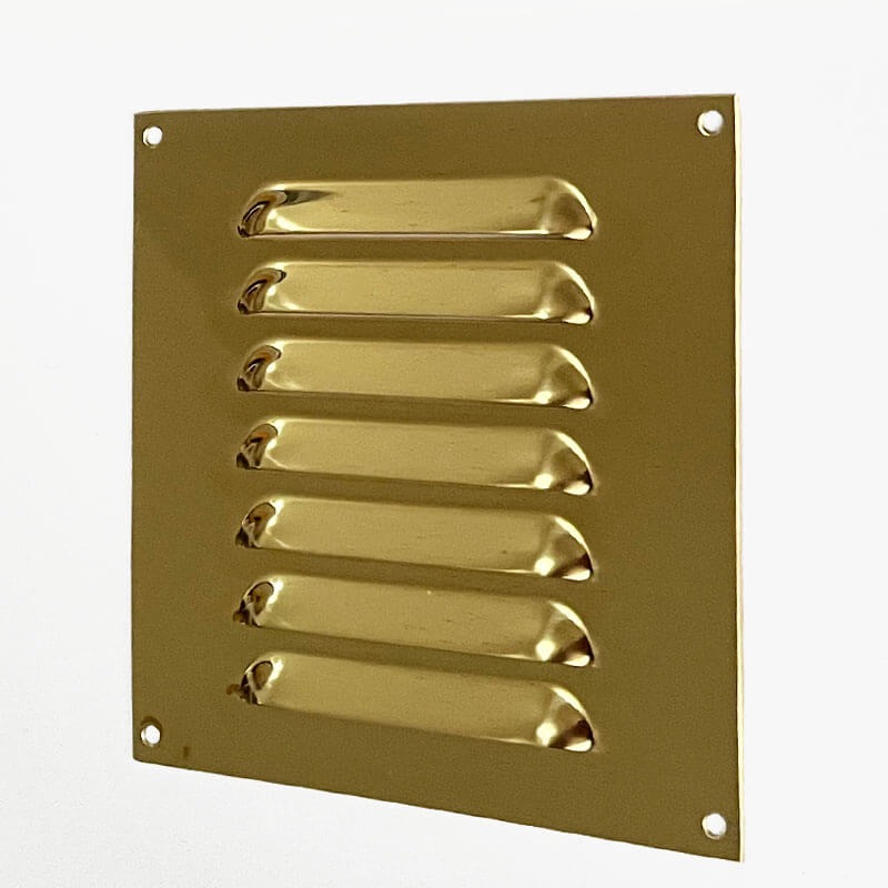 Louvre Air Vent Cover 6" x 6" Polished Brass Unlacquered - Broughtons ...