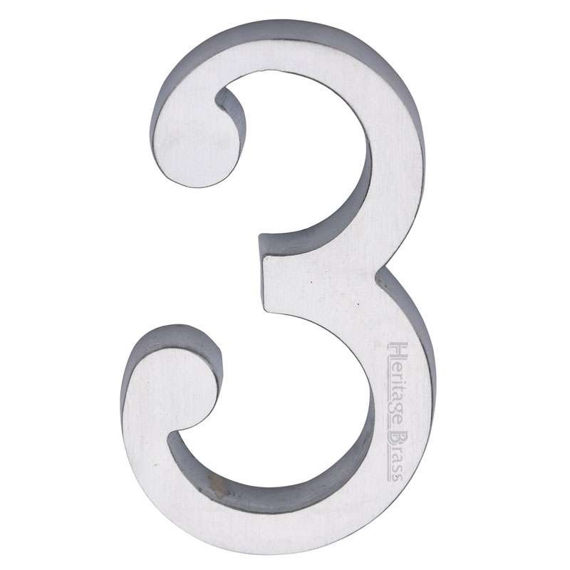 Heritage House Number 3 C1564 Satin Chrome - Broughtons Lighting ...