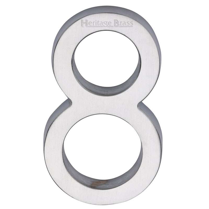 Heritage House Number 8 C1564 Satin Chrome - Broughtons Lighting ...