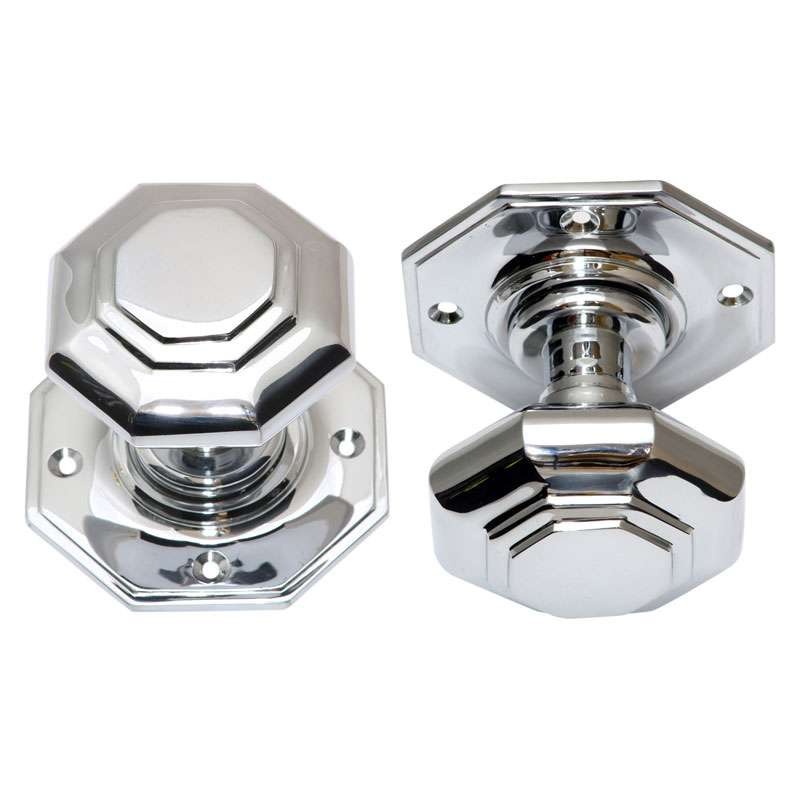 Octagonal Mortice Door Knobs Polished Chrome - Broughtons Lighting ...