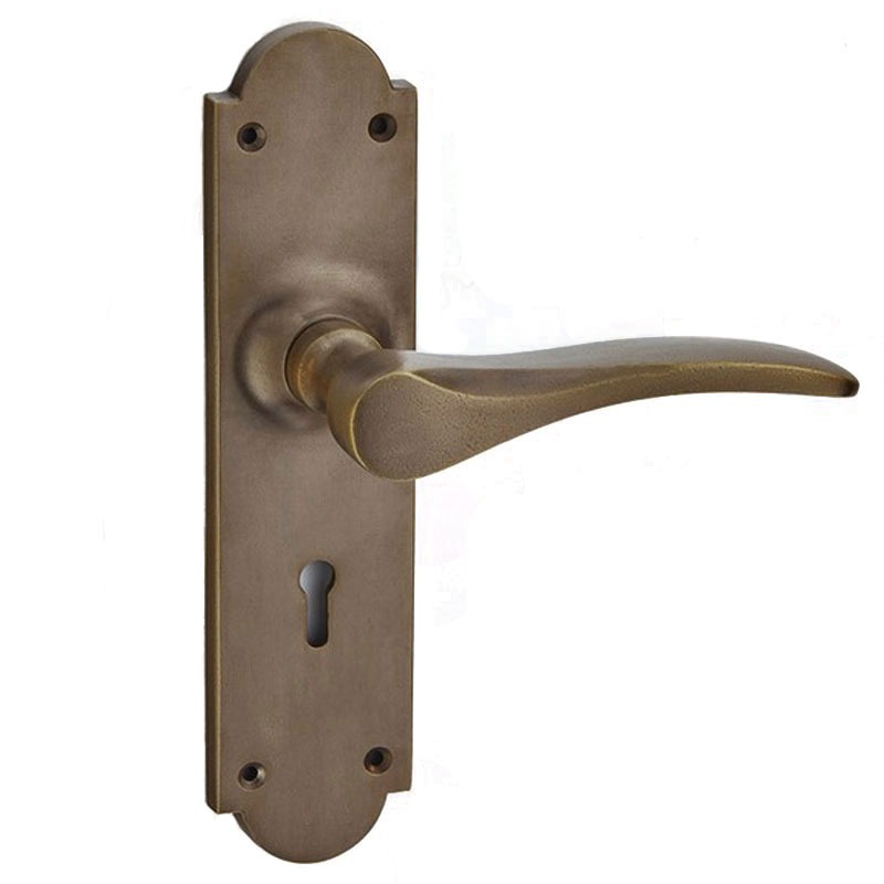 Oldbury Door Lock Handles Distressed Antique Brass - Broughtons ...