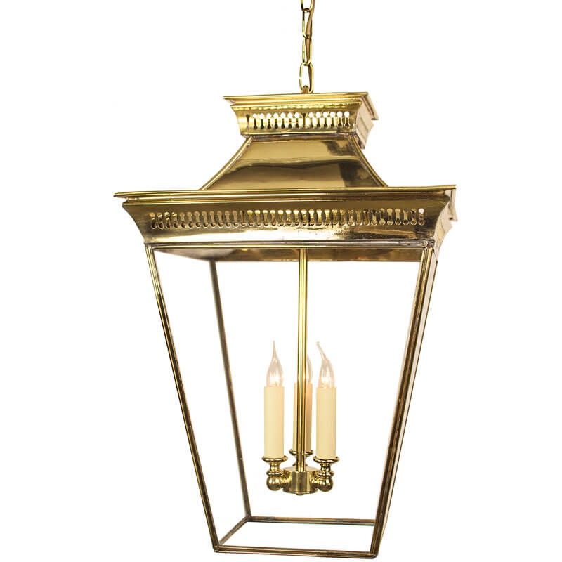 Pagoda Hanging Lantern Large Polished Brass - Broughtons Lighting ...