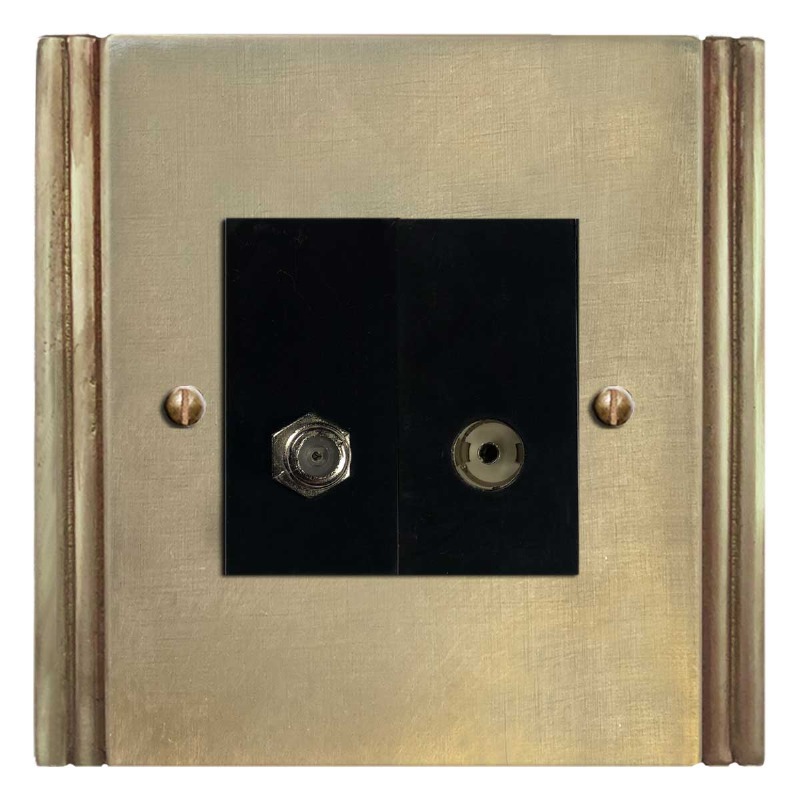 Plaza Satellite & TV Socket Outlet Antique Satin Brass - Broughtons ...