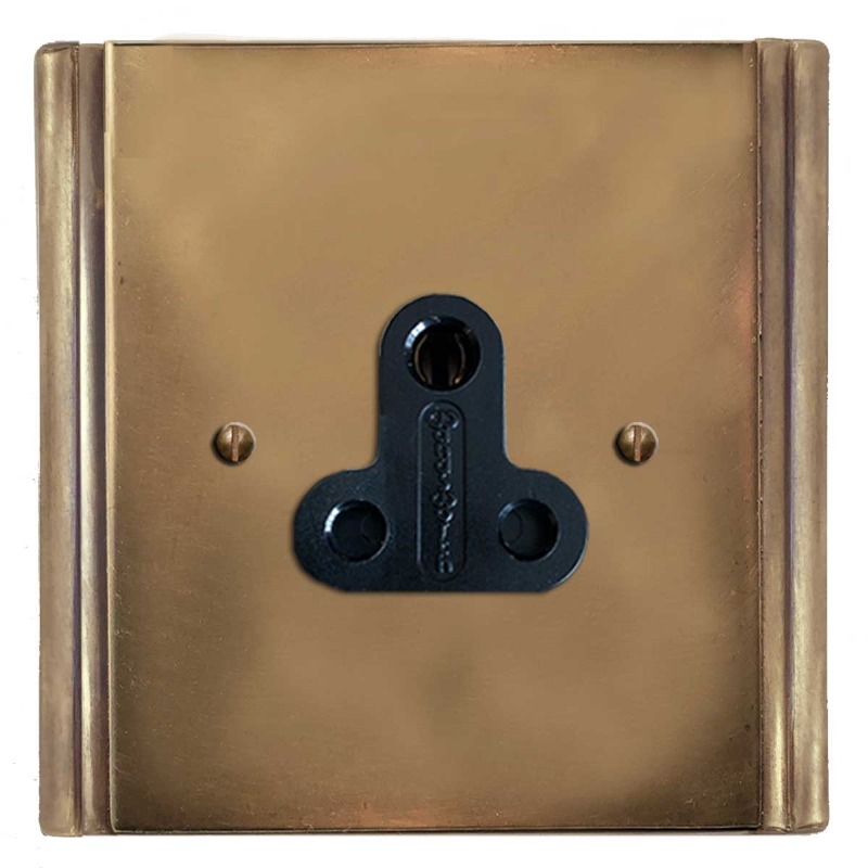 Plaza Lighting Socket Round Pin 5A Hand Aged Brass - Broughtons ...