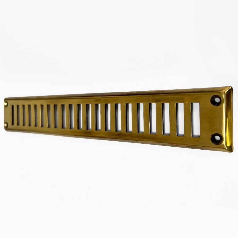 Plain Slotted Air Vent with Bevel Edge 10" x 1.5" Renovated Brass ...