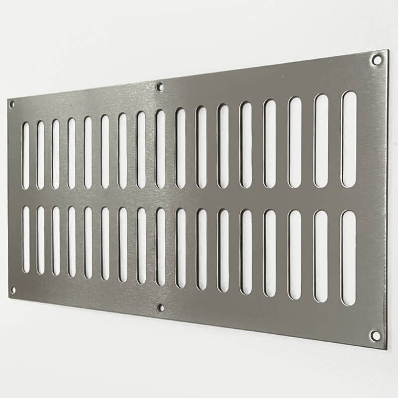 Plain Slotted Air Vent Cover 12" x 6" Satin Stainless Steel ...