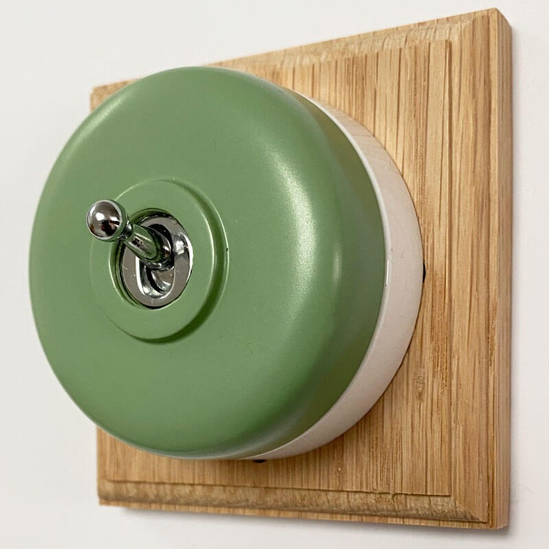 Round Dolly Light Switch 1 Gang Green White Base - Broughtons Lighting ...