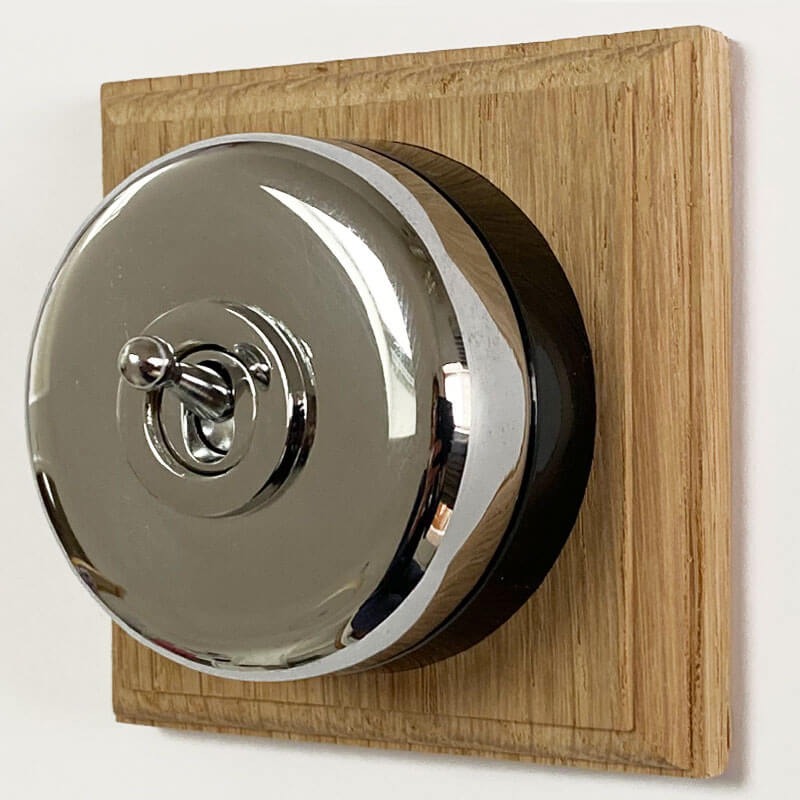 Round Dolly Light Switch 1 Gang Base Polished Chrome Black Base ...