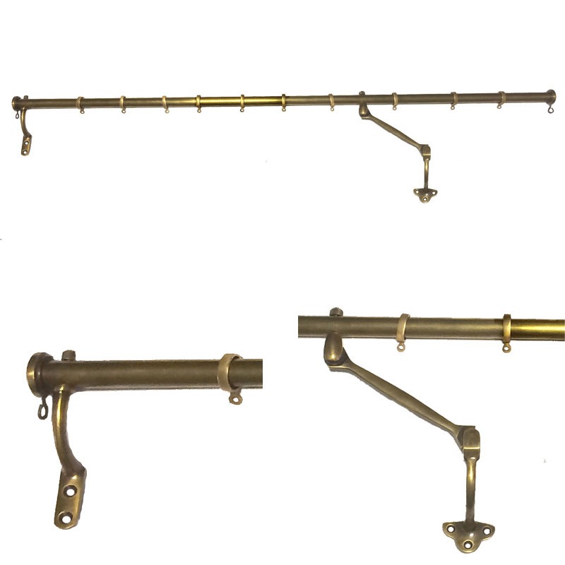 Rising Portiere Rod Antique Satin Brass - Broughtons Lighting & Ironmongery