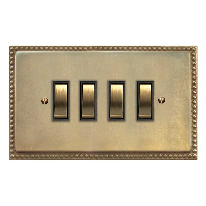 Regency Rocker Light Switch 4 Gang Antique Satin Brass - Broughtons ...