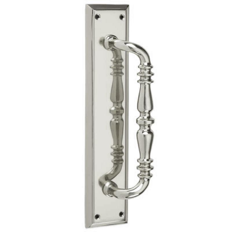 Ornate Door Pull Handle 12" Polished Nickel - Broughtons Lighting & Ironmongery