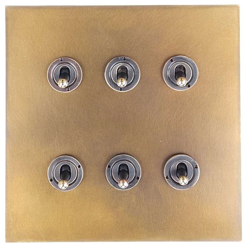 Victorian Dolly Switch 6 Gang Antique Satin Brass - Broughtons Lighting ...