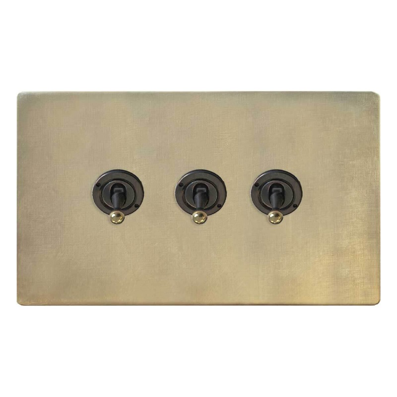 Victorian Dolly Switch 3 Gang Antique Satin Brass - Broughtons Lighting ...