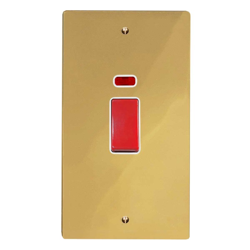 Victorian Vertical Cooker Switch Polished Brass Lacquered & White Trim ...