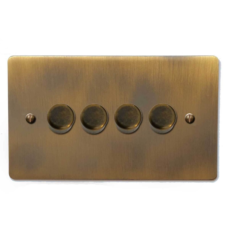Victorian Dimmer Switch 4 Gang Antique Brass Lacquered - Broughtons ...